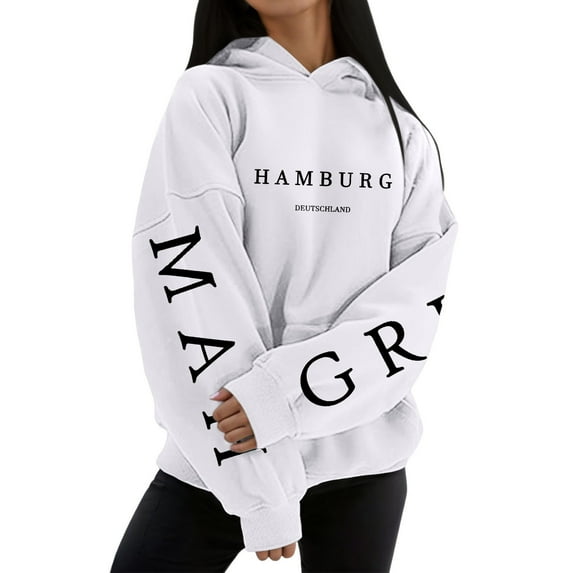 Bibifish Womens Oversized Hoodies German City Letter Print Hoodies Long ...