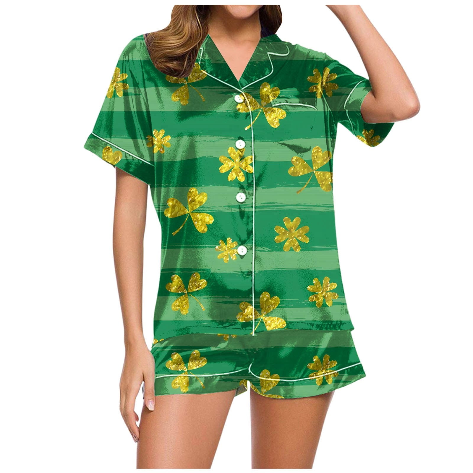 Bibifish Womens Pajama Sets 2 Piece St. Patrick'S Day Clover Printed ...