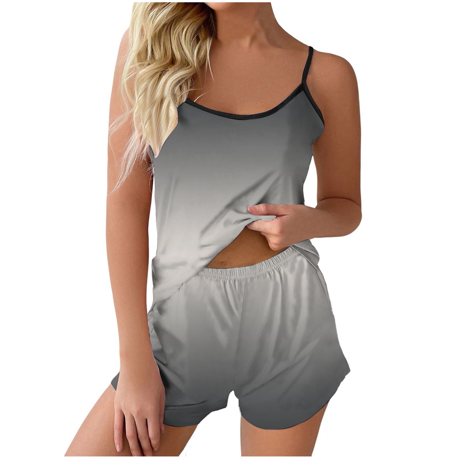 Bibifish Womens Pajama Sets Gradient Color Sleeveless Pj Sets Soft Cami ...