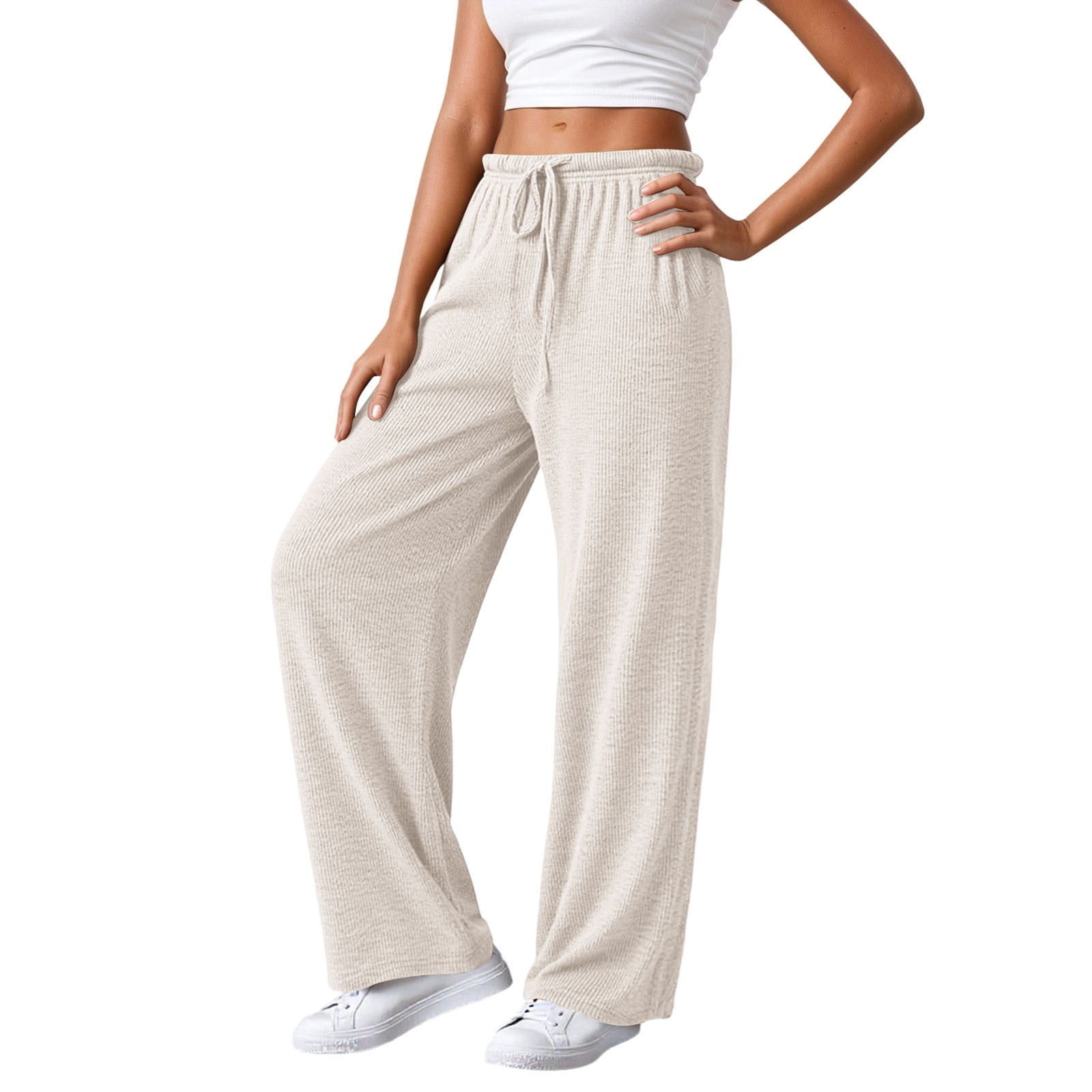 Bibifish Womens Pants Black Corduroy Drawstring Waist Side Pocket Wide ...