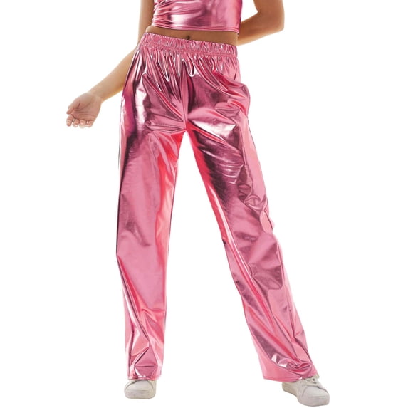 Bibifish Womens Pants Carnival Shiny Gradient Trousers Shine High Waist ...