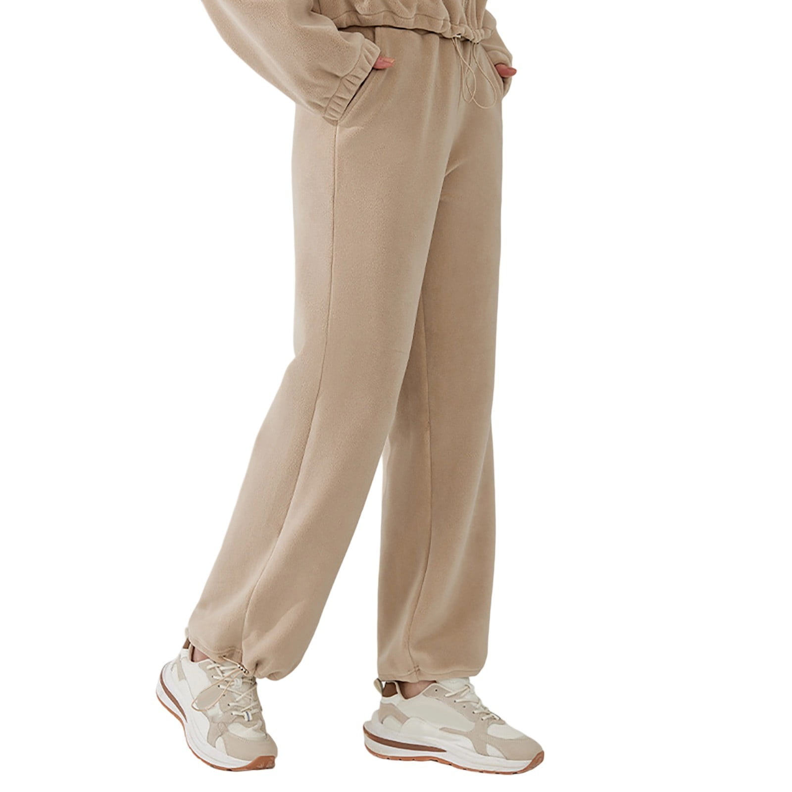 Bibifish Womens Pants Fall Winter Warm Fleece Lined Long Straight ...