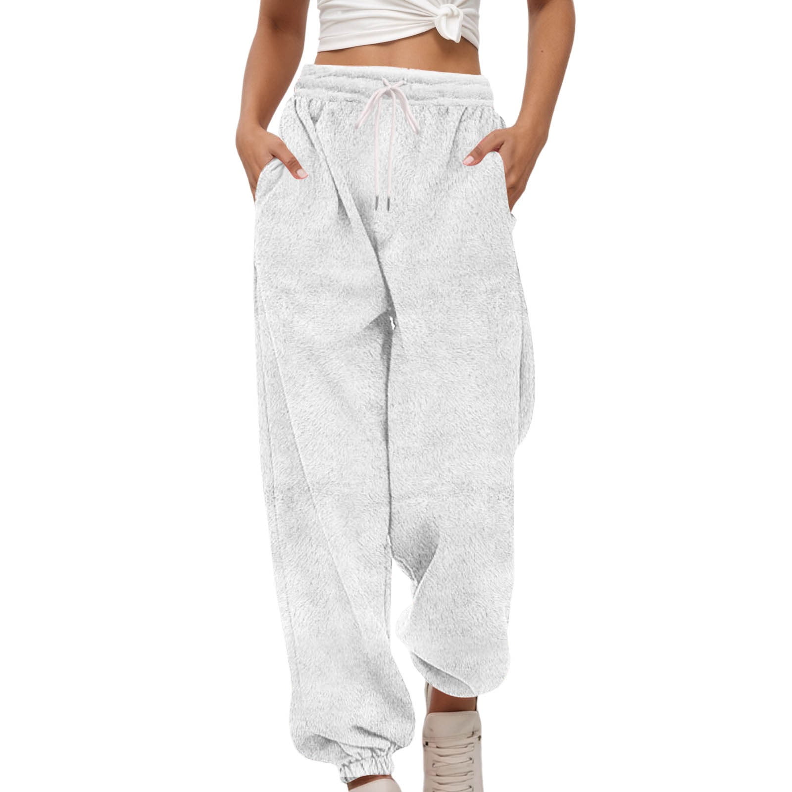 Bibifish Womens Pants Elastic High Waist Joggers Loose Fit Casual ...