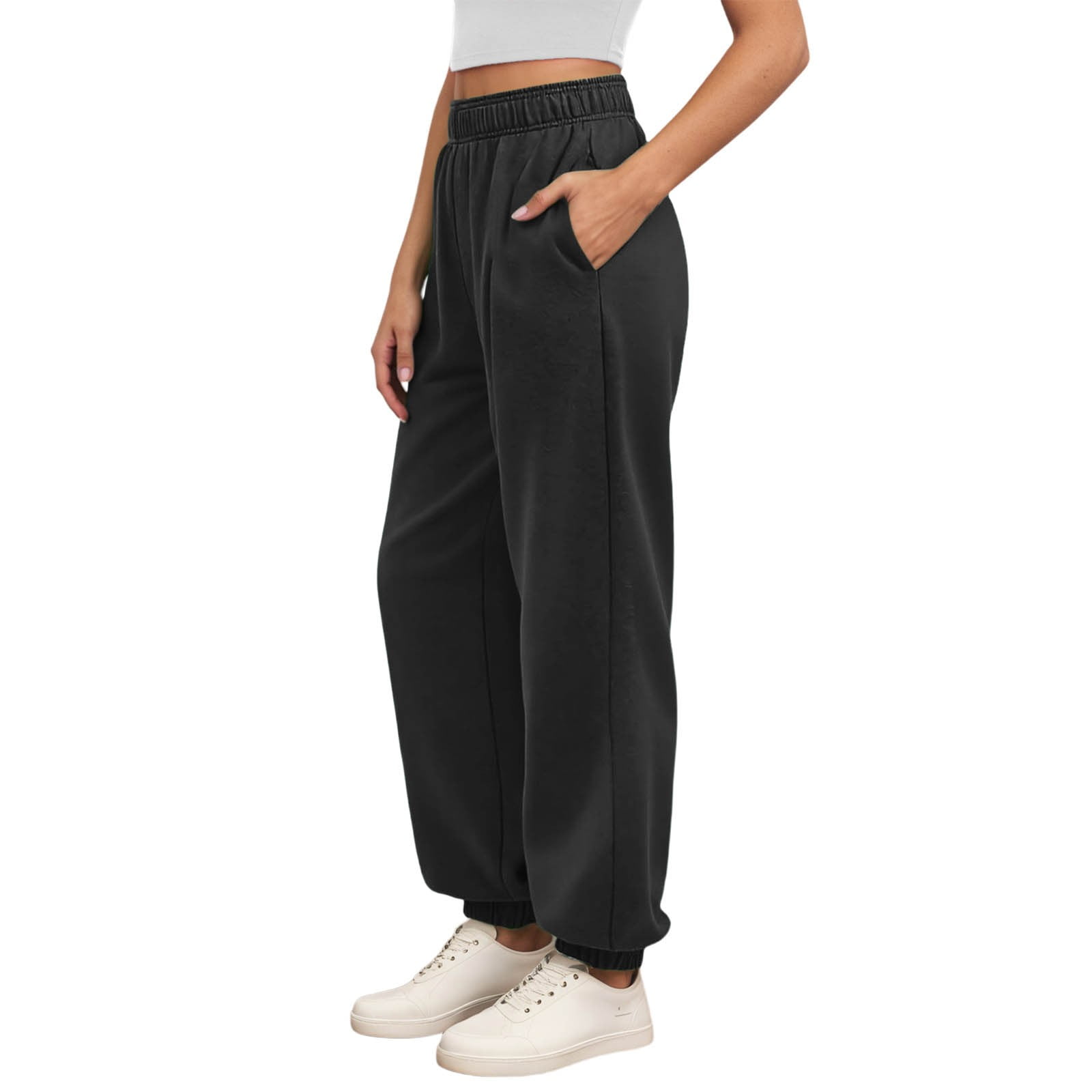 Bibifish Womens Pants Oversized High Waist Internal Drawstring ...