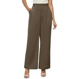 Bibifish Womens Pants Ruffled Waist Drawstring Pants Wide Leg Side ...