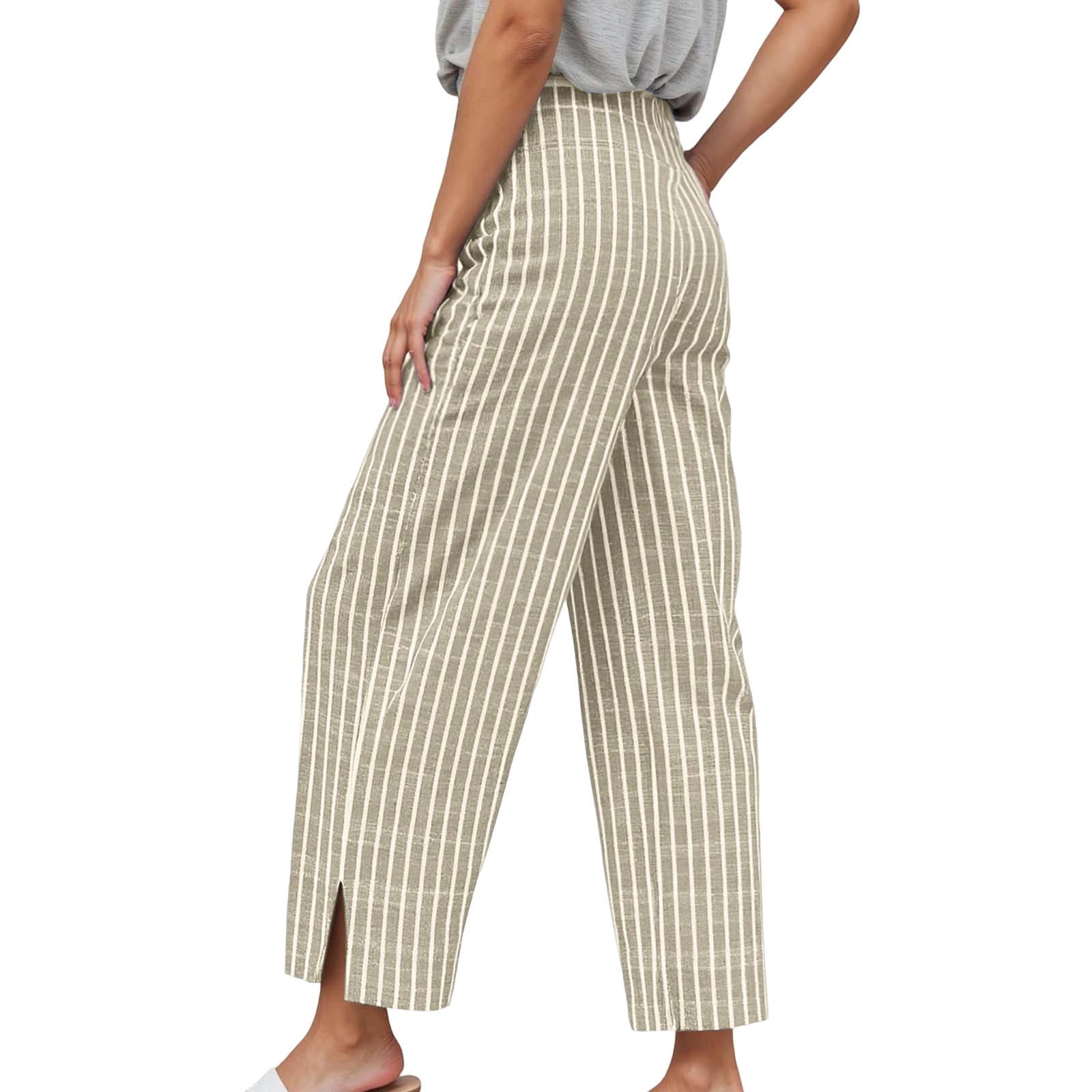 Bibifish Womens Pants Summer Winter Striped Oversized High Waist ...