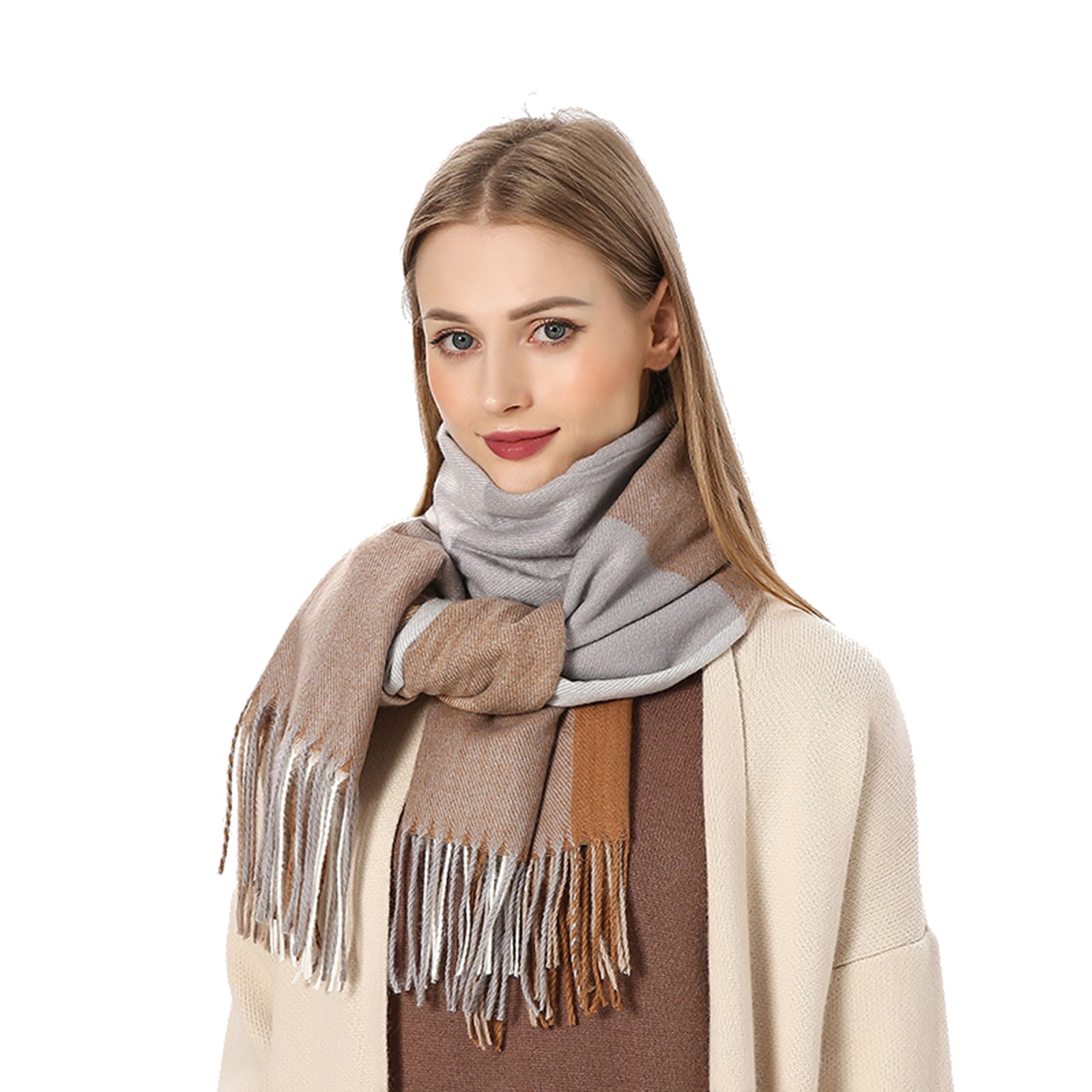 Bibifish Womens Pastel Color Block Scarf Pink & Blue & White Pattern ...