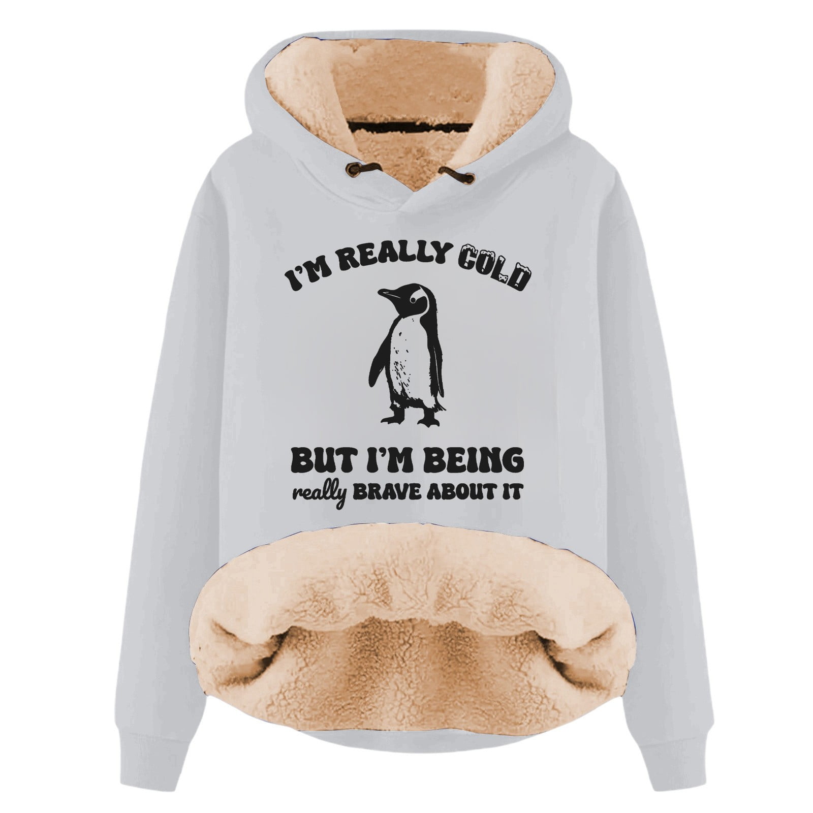 Bibifish Womens Penguin Graphic Hoodies Lined Long Sleeve Hoodies ...