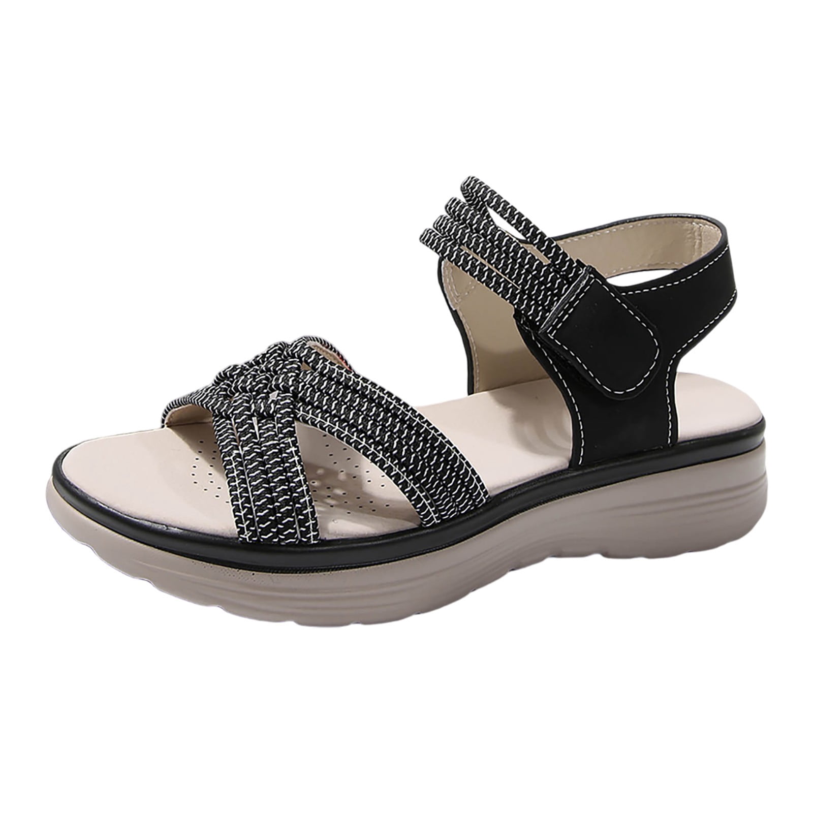 Bibifish Womens Platform Sandals Sleek Braided Knit Strap Dual Hook ...