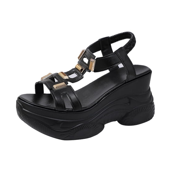 Bibifish Womens Platform Sandals Trendy Stable Supportive Metal Accent ...
