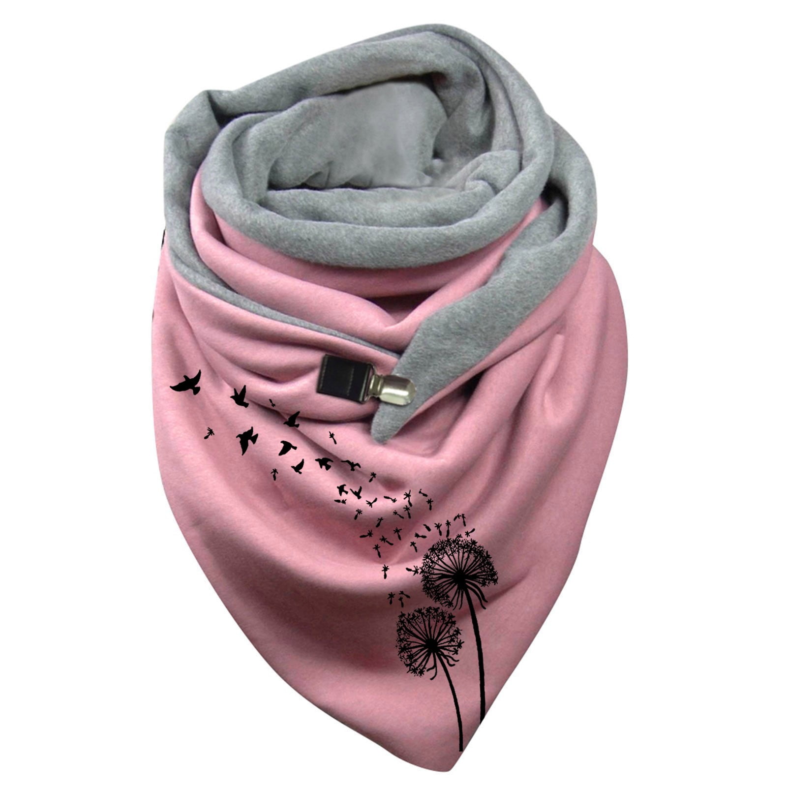 Bibifish Womens Scarf Floral Print Fleece Lined Triangle Neck Warmer ...