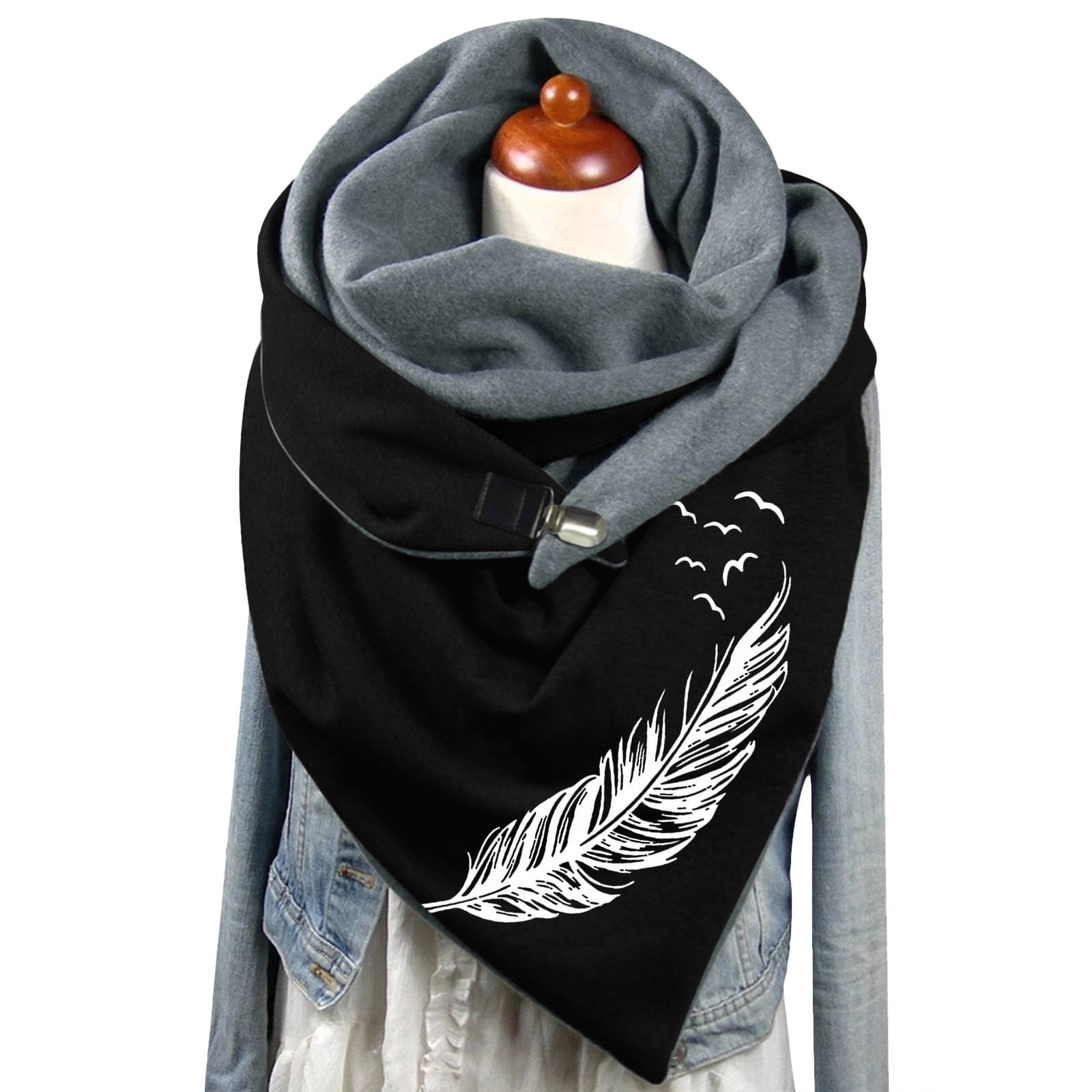 Bibifish Womens Scarf Sunset Print Fleece Lined Triangle Neck Warmer ...
