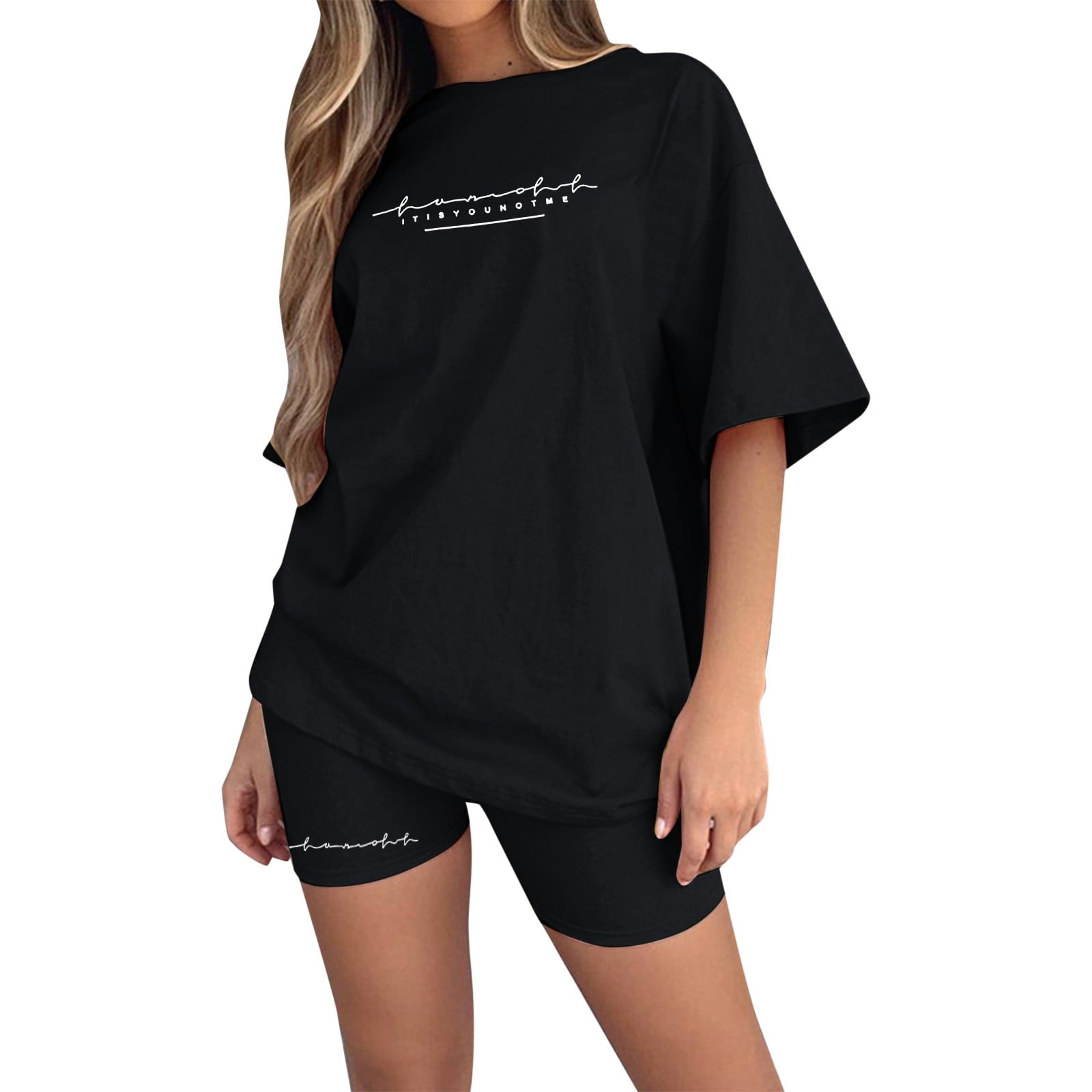 Bibifish Womens Shorts Sets Short Sleeve Boat Neck Printed Knit Tshirts ...