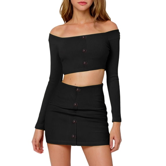 Bibifish Womens Skirt Sets Summer Going Out Slim Off Shoulder Long ...