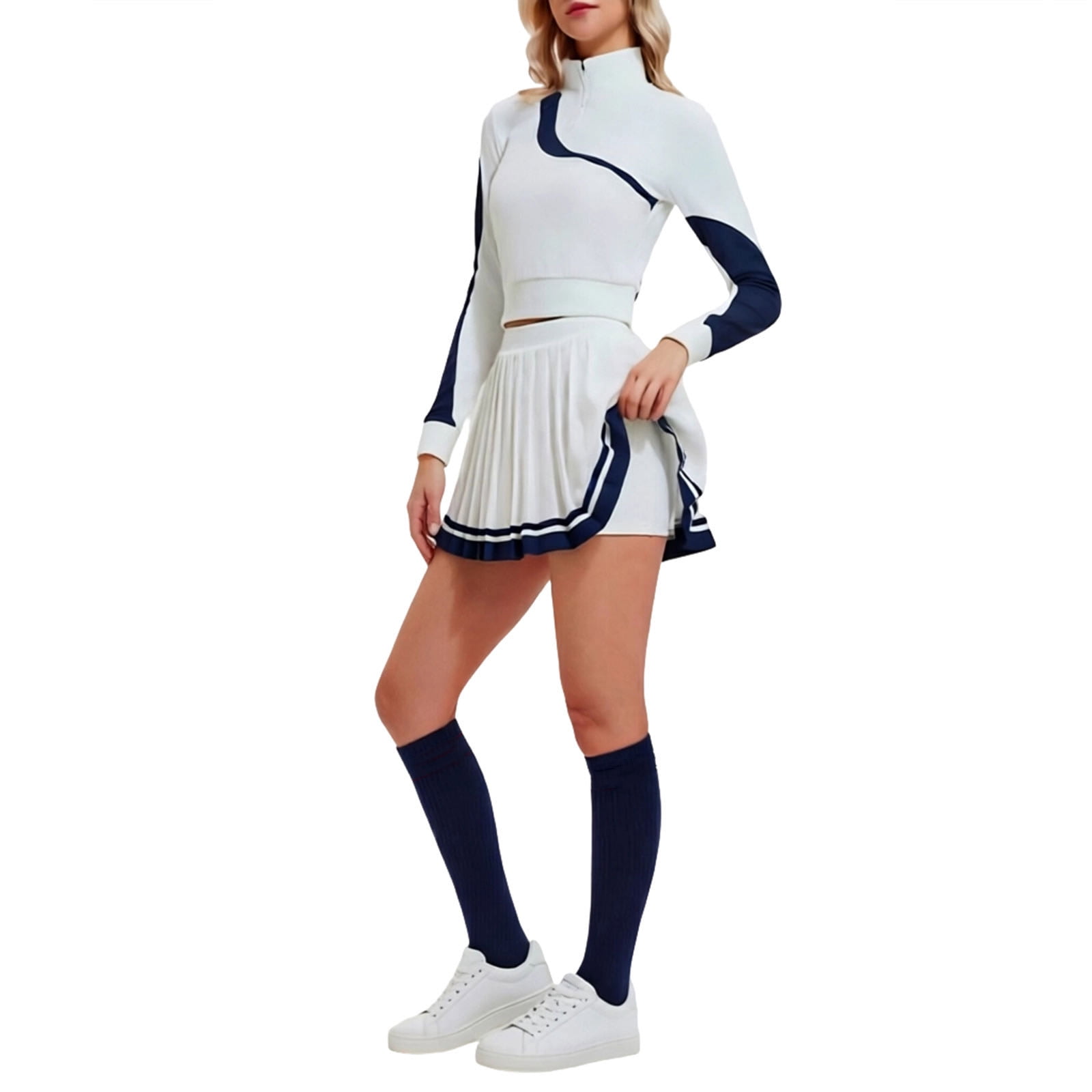 Bibifish Womens Skirt Sets Summer Tennis Golf Long Sleeve Zip Collar ...