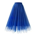 Bibifish Womens Skirts Solid Color Mesh Tutu Midi Skirts Pleated Skirts ...
