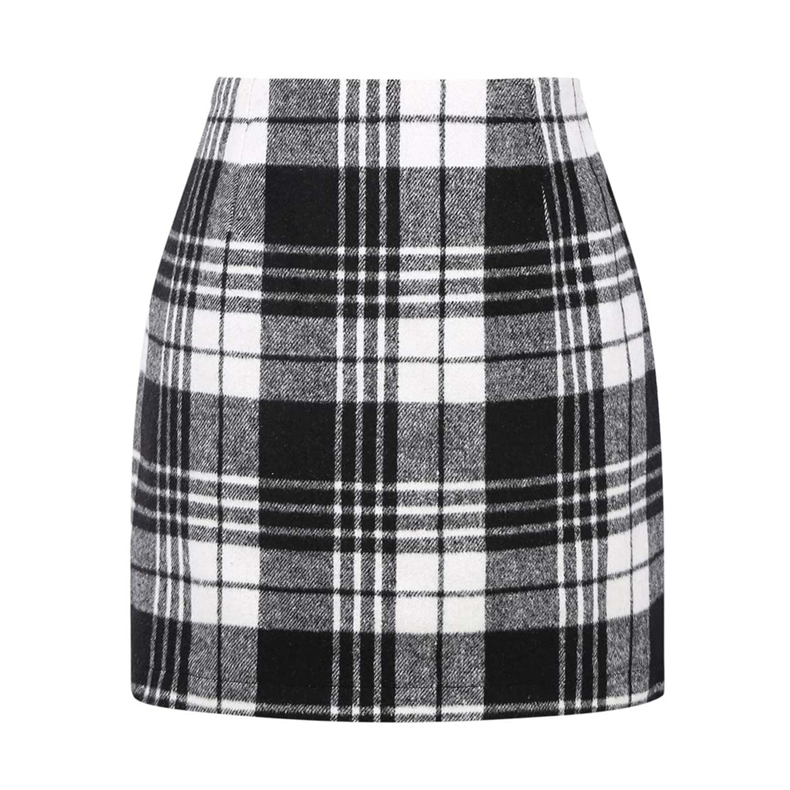 Bibifish Womens Skirts elegant spring comfy Plaid A Line Skirt Slim Fit ...