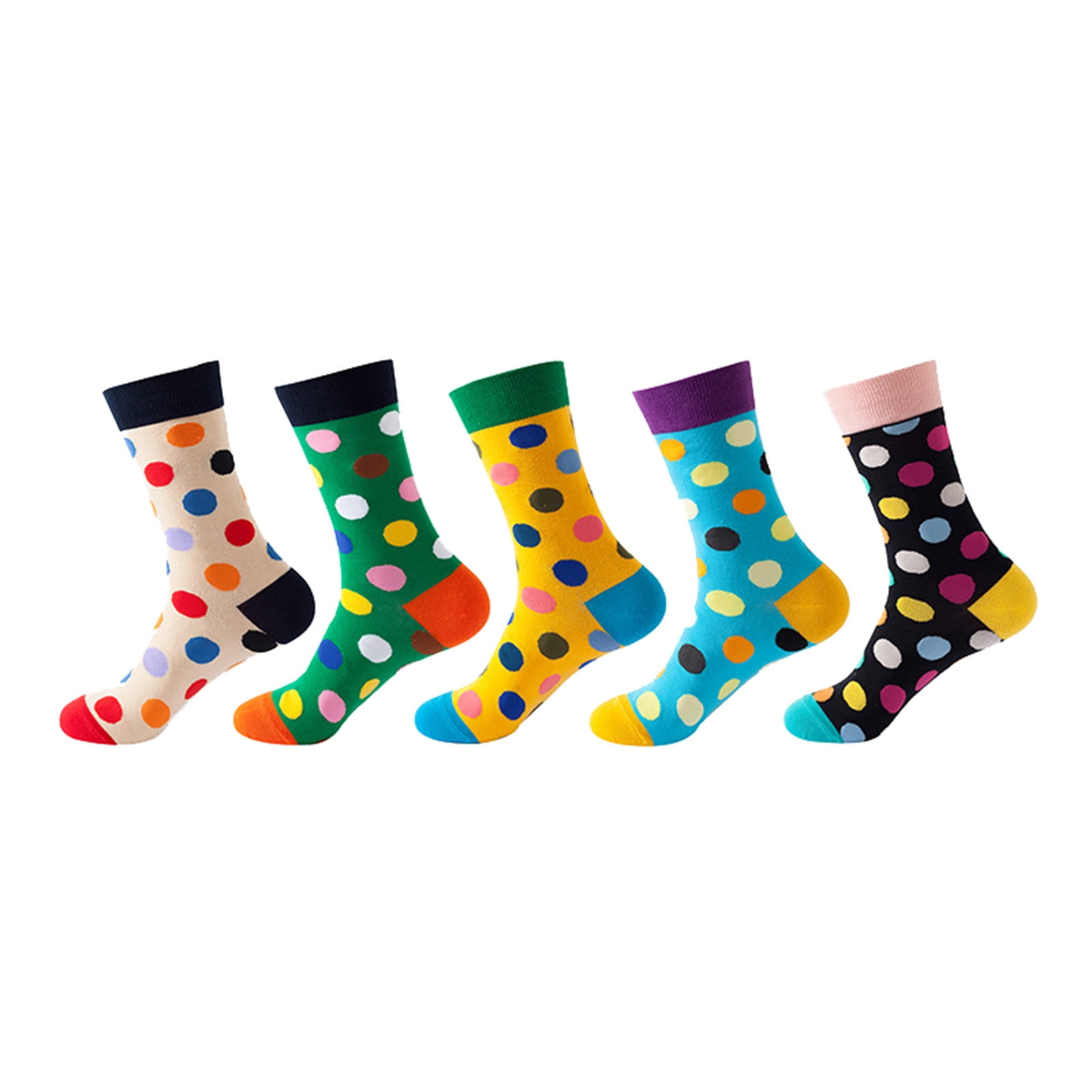Bibifish Womens Socks 5 Pairs Ladies Crew Socks Colorful Fruit Printed ...
