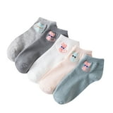 Bibifish Womens Socks 5 Pairs No-Show Socks With Cute Cat Cartoon ...