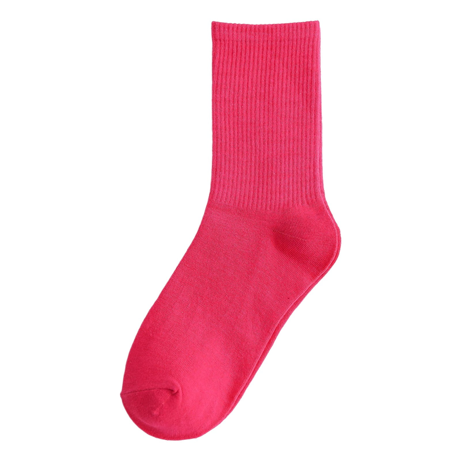 Bibifish Womens Socks Solid Color Ribbed Mid-Calf Breathable Socks ...