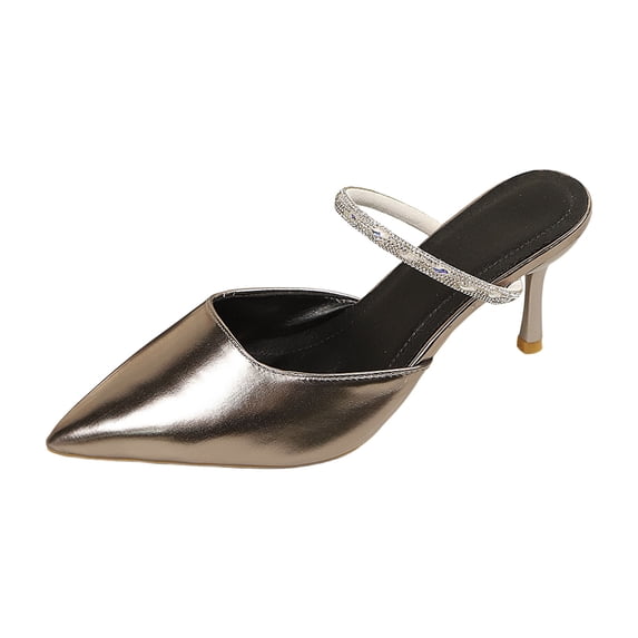 Bibifish Womens Stiletto Heels Metallic Rhinestone Strap Slingback ...