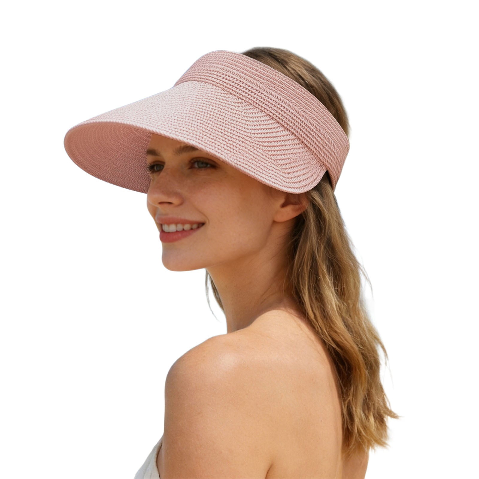 Bibifish Womens Straw Hats Foldable Elastic Band Visor Hat Outdoor ...