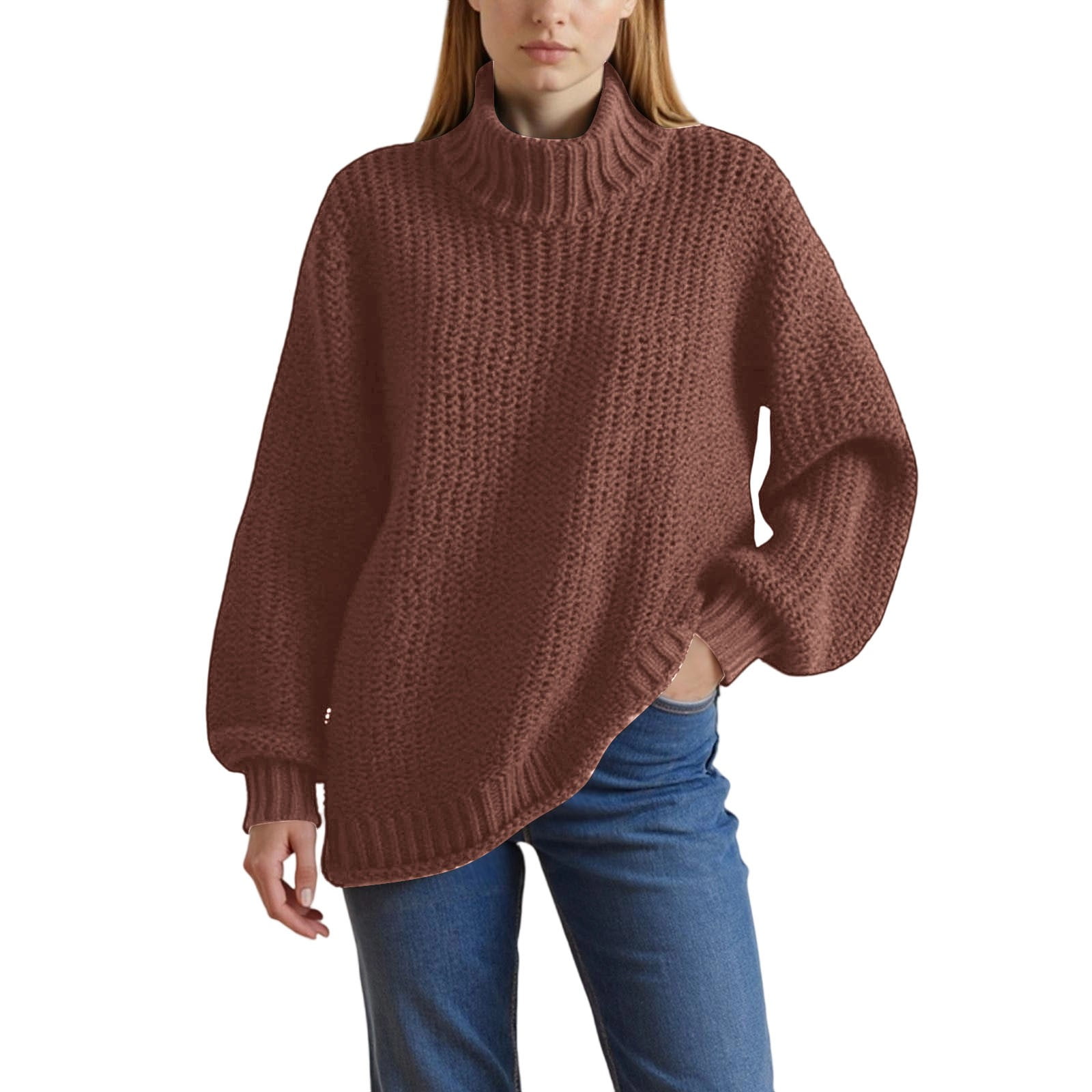 Bibifish Womens Sweaters Soft Long Sleeve High Neck Pullover Sweaters ...