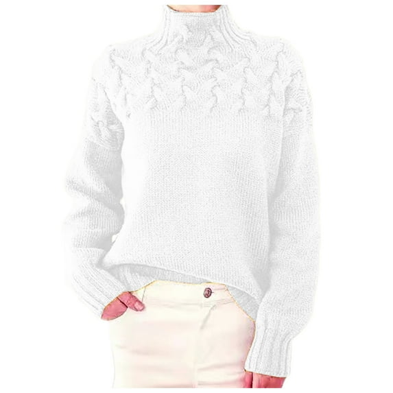 Bibifish Womens Sweaters Stylish Loose Fit Turtleneck Long Sleeved ...