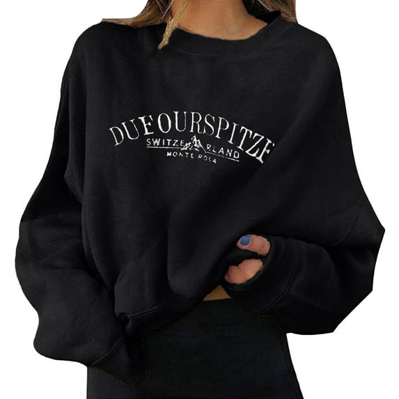 Bibifish Womens Sweatshirts Cute Letter Print Sweatshirts Crewneck Long ...