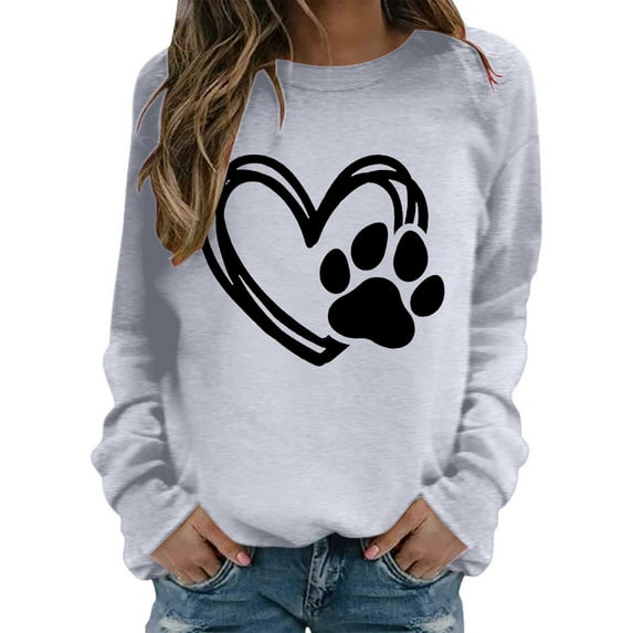 Bibifish Womens Sweatshirts Trendy Valentine's Day Dog Paw Pint ...