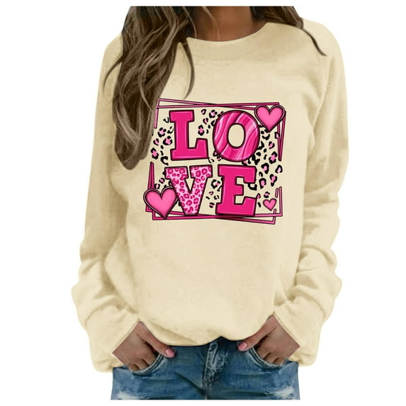 Bibifish Womens Sweatshirts Valentine's Day Casual Leopard Print Cute ...