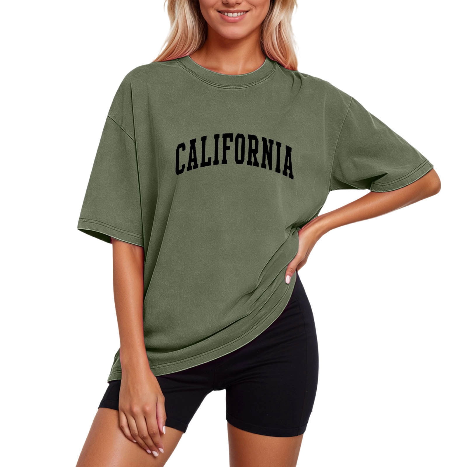 Bibifish Womens Tees Retro Washed Oversized Soft Smooth Baggy Fit Long ...