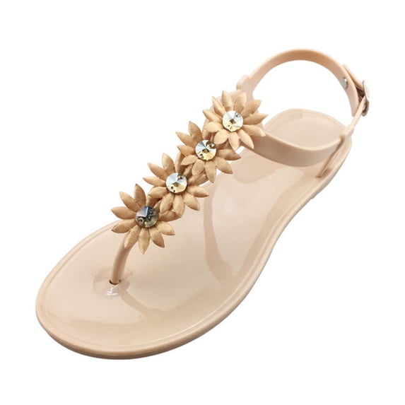 Bibifish Womens Thong Sandals Glam Rhinestone Flower Adjustable Ankle ...