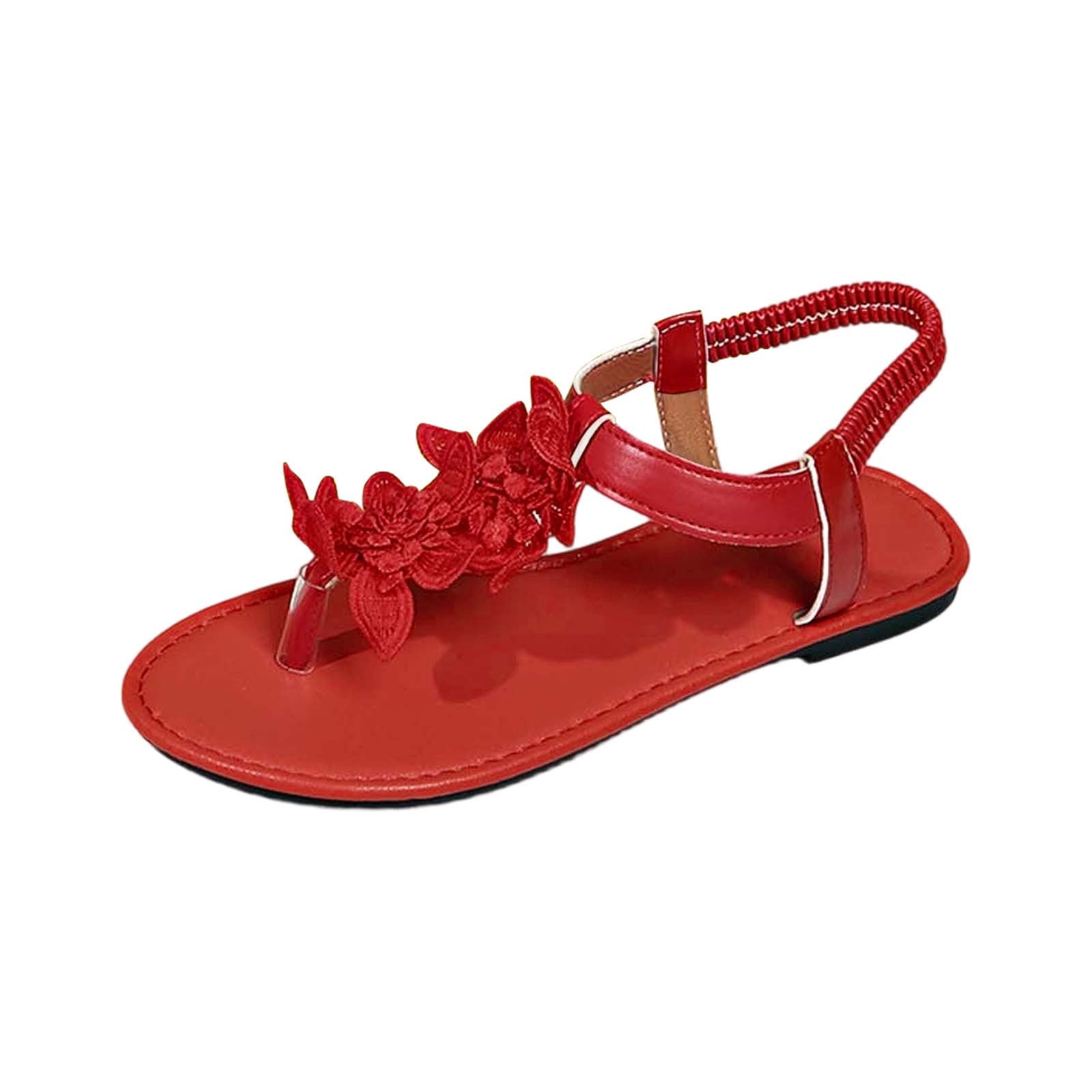 Bibifish Womens Thong Sandals Romantic Lace Floral Elastic Ankle Strap ...