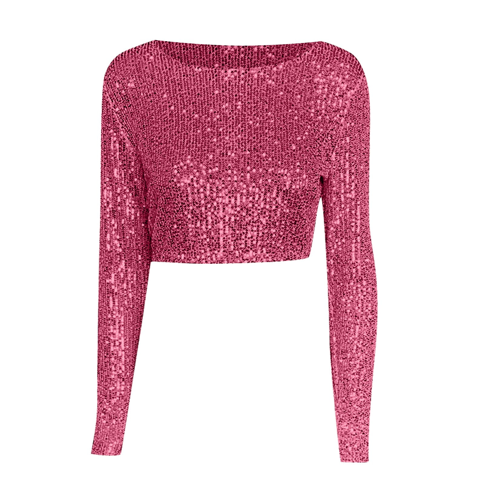 Bibifish Womens Tshirts Long Sleeve Sequin Sparkly Tops Cute Slim Fit ...