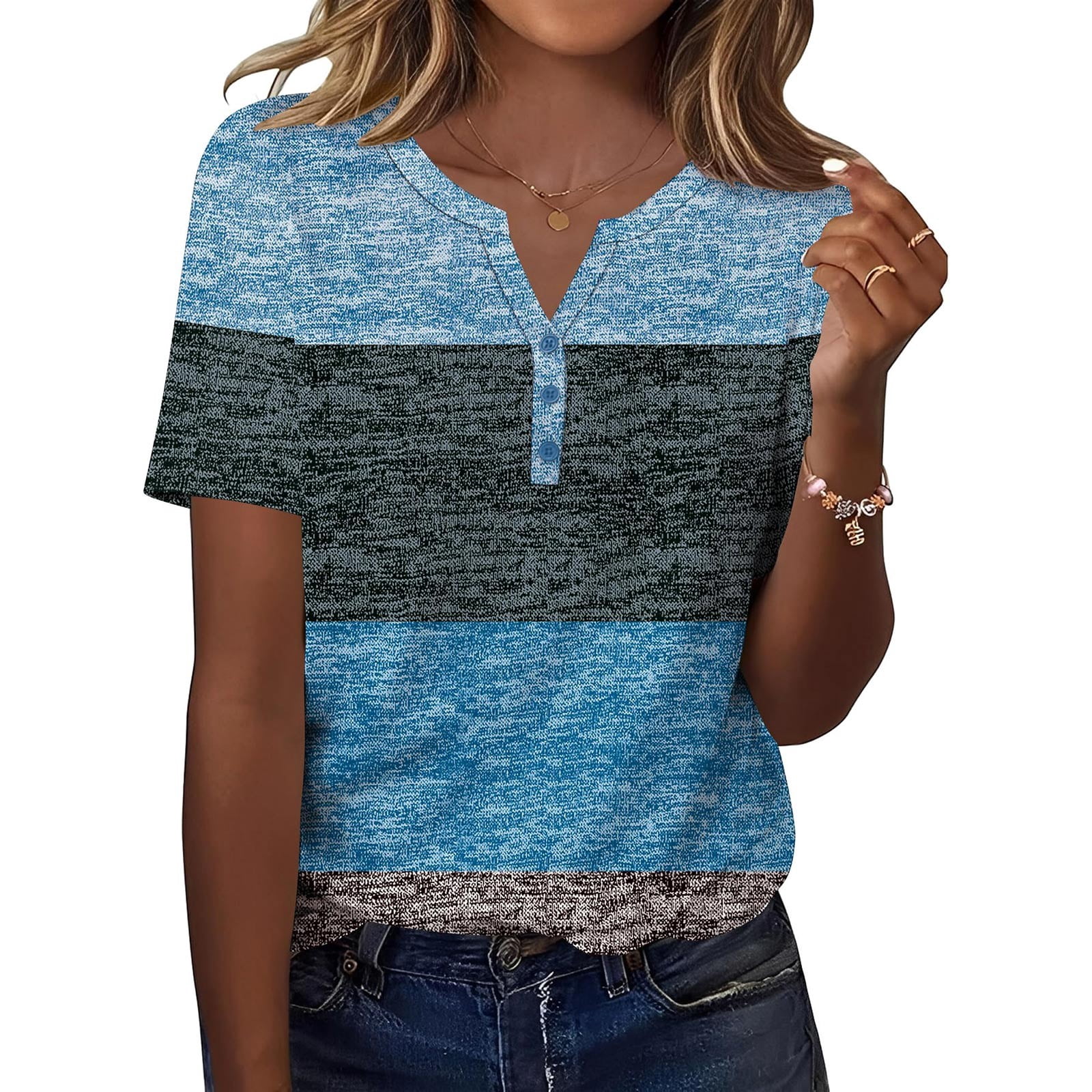 Bibifish Womens Tshirts Stylish Soft Color Block Regular Fit Half ...