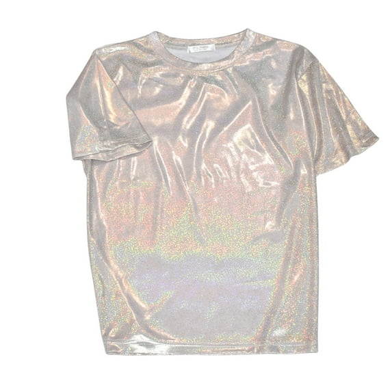 Bibifish Womens Tshirts Trendy Shiny Glitter Short Sleeve Crewneck Tees ...