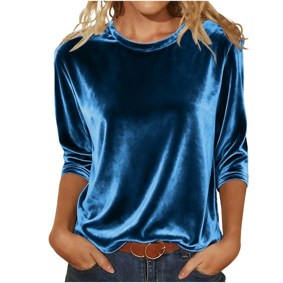 Bibifish Womens Tshirts Velvet Short Sleeve Raglan Crewneck Tees Trendy ...