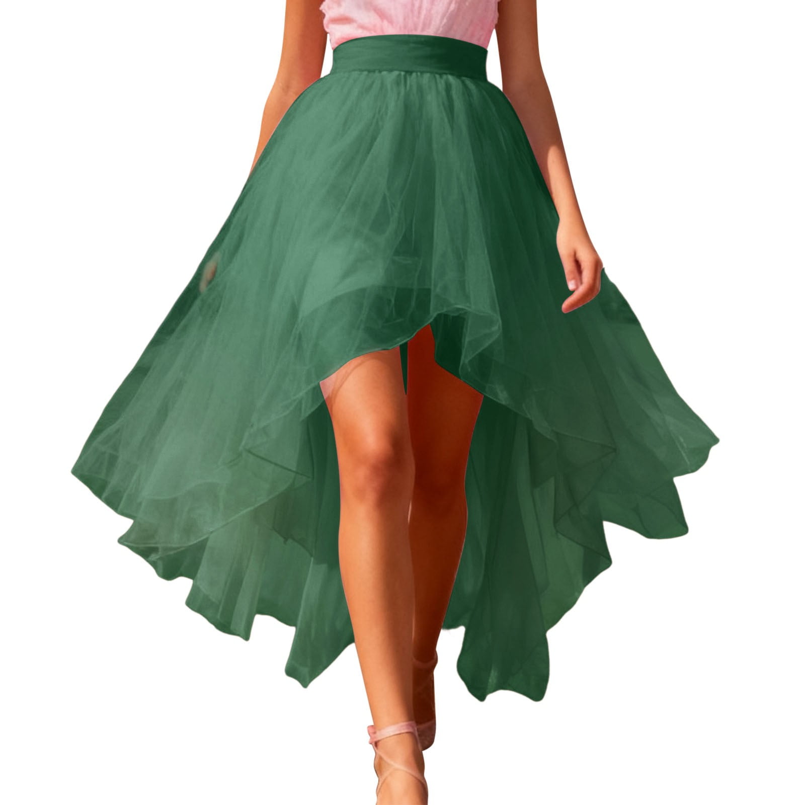 Bibifish Womens Tulle Skirts Solid Color Layered Skirts Irregular High ...