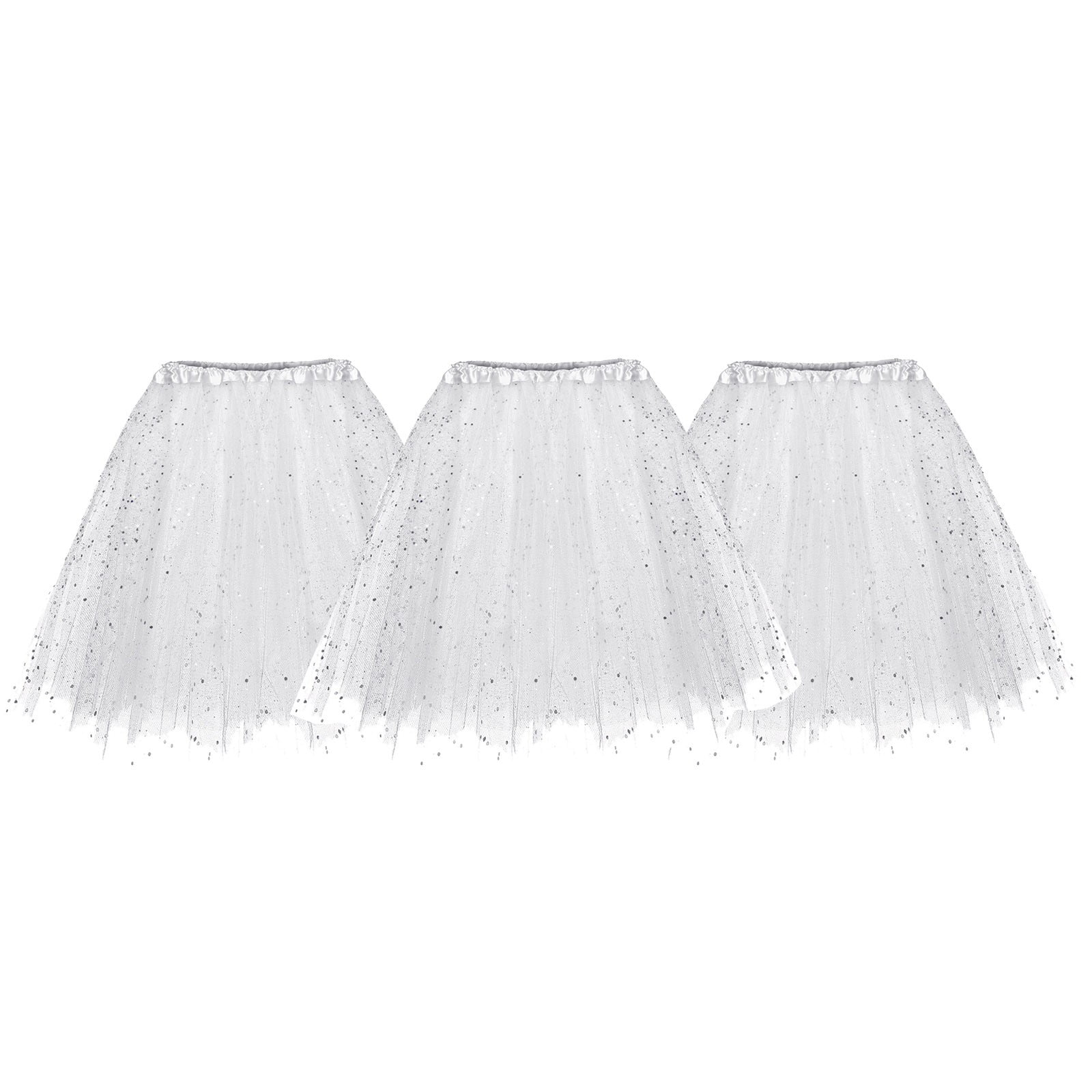 Bibifish Womens Tutu Skirts Sequin 3 Layered Mesh Tutu Ballet Skirts ...