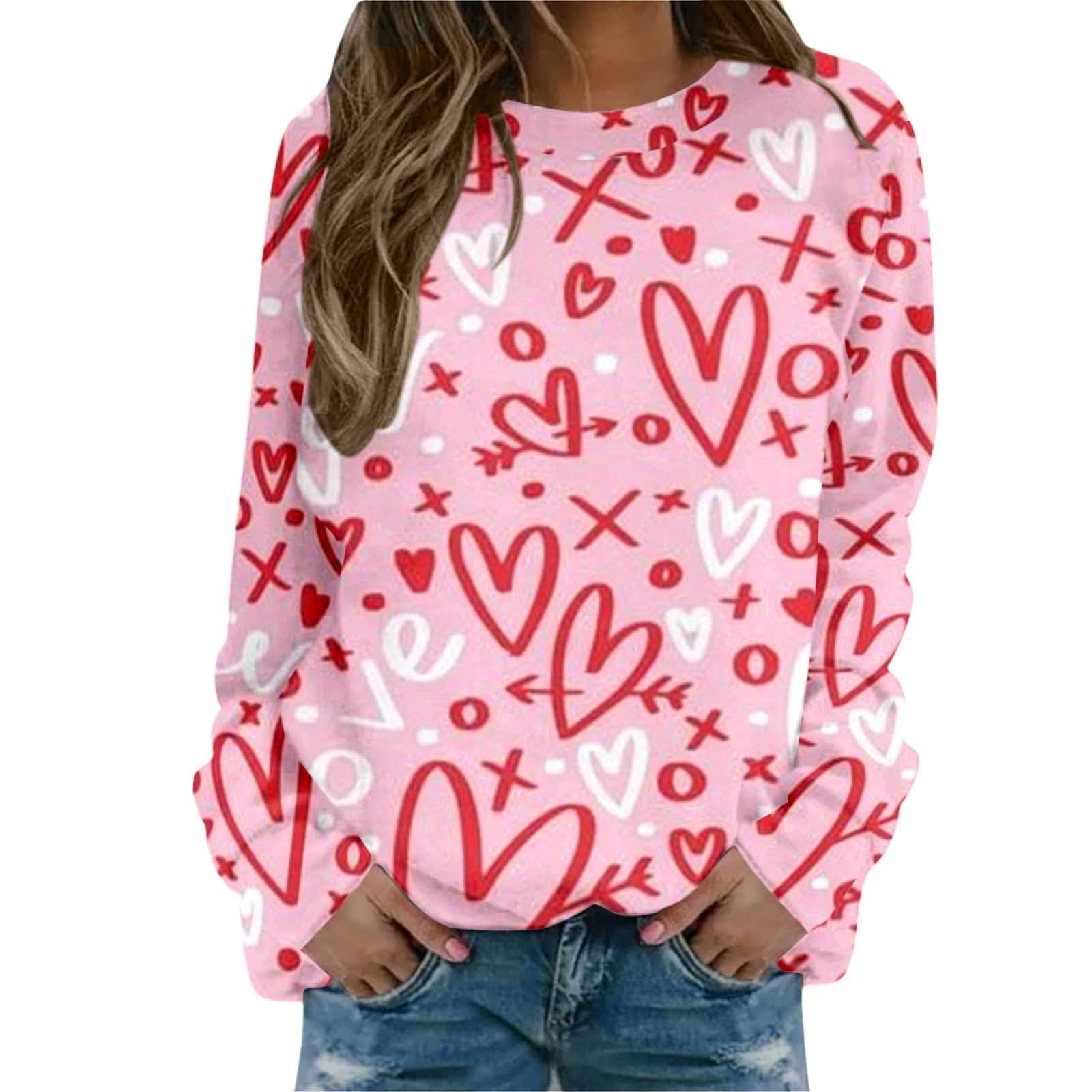 Bibifish Womens Valentine's Day Sweatshirts Sweet Love Heart Long ...