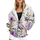 Bibifish Womens Watercolor Lavender Butterfly Print Full Zip Hoodies ...