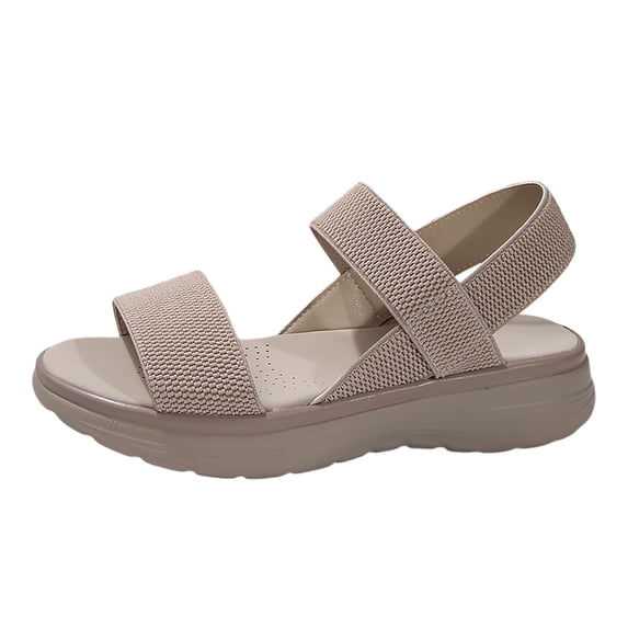 Bibifish Womens Wedge Chic Lightweight Laid-Back Open Toe Slip On Soft ...