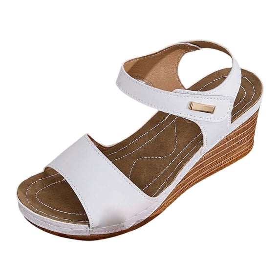 Bibifish Womens Wedge Sandals Boho Flexible Light Open Toe Dual Hook ...