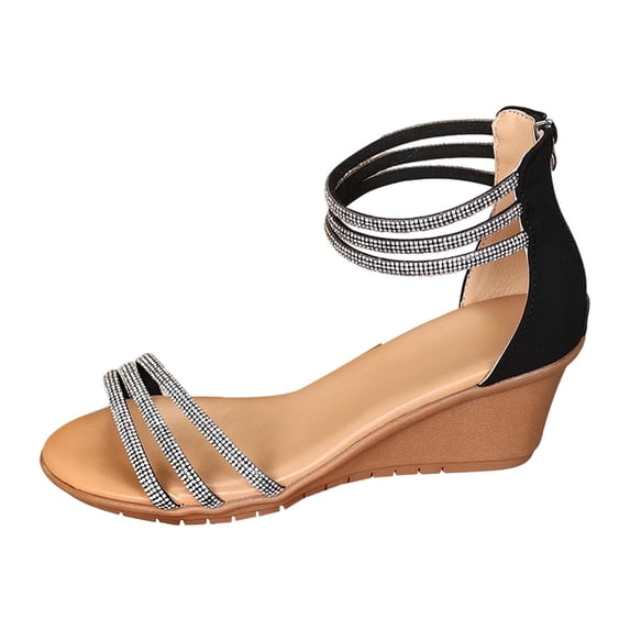 Bibifish Womens Wedge Sandals Chic Trendy Stable Open Toe Multi Strap ...