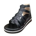 Bibifish Womens Wedge Sandals High Ankle Multi Strap Rhinestone Trim ...