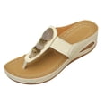 Bibifish Womens Wedge Sandals Minimalist Light Stable Metal Accent Slip ...