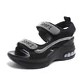 Bibifish Womens Wedge Sandals Open Toe Dual Hook Loop Platform ...