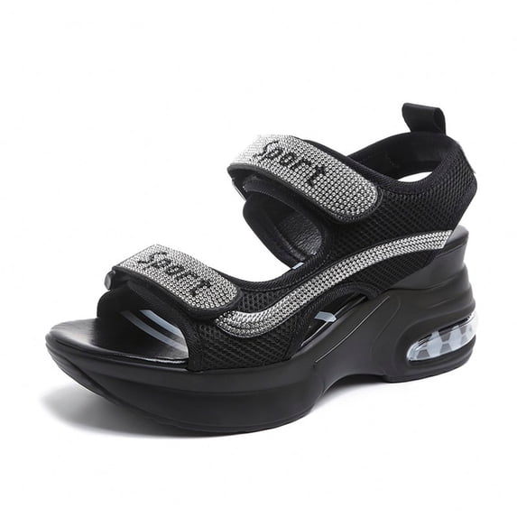 Bibifish Womens Wedge Sandals Open Toe Dual Hook Loop Platform ...