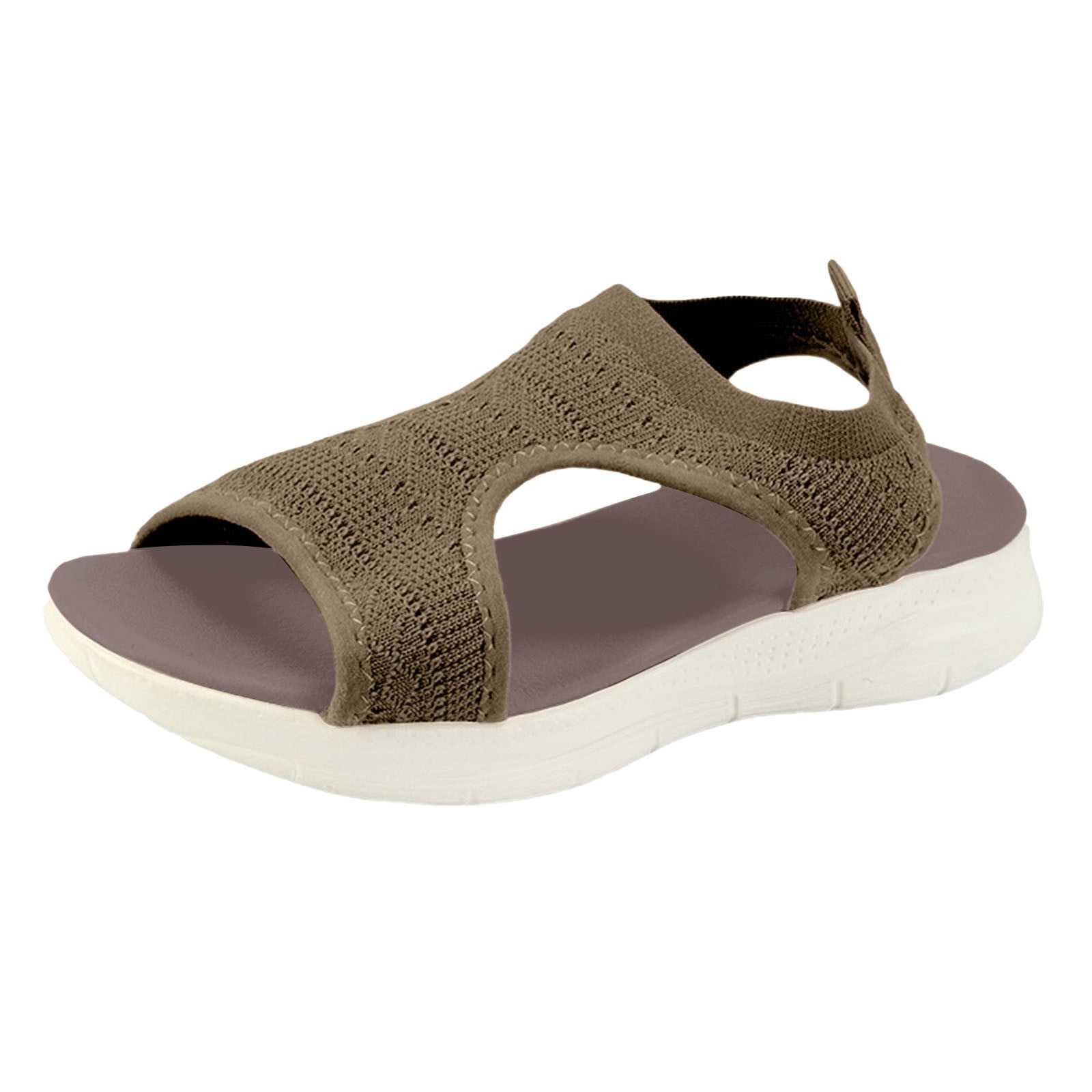 Bibifish Womens Wedge Sandals Open Toe Slingback Knit Cutout Soft ...